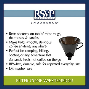 RSVP Manual Drip Coffee Filter Cone for Carafes or Thermos