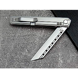 Ccanku C225 Folding Knives D2 Steel Blade TC4 Titanium Alloy Handle Knife Camping Outdoor EDC Tool Folding Knives (Gray)