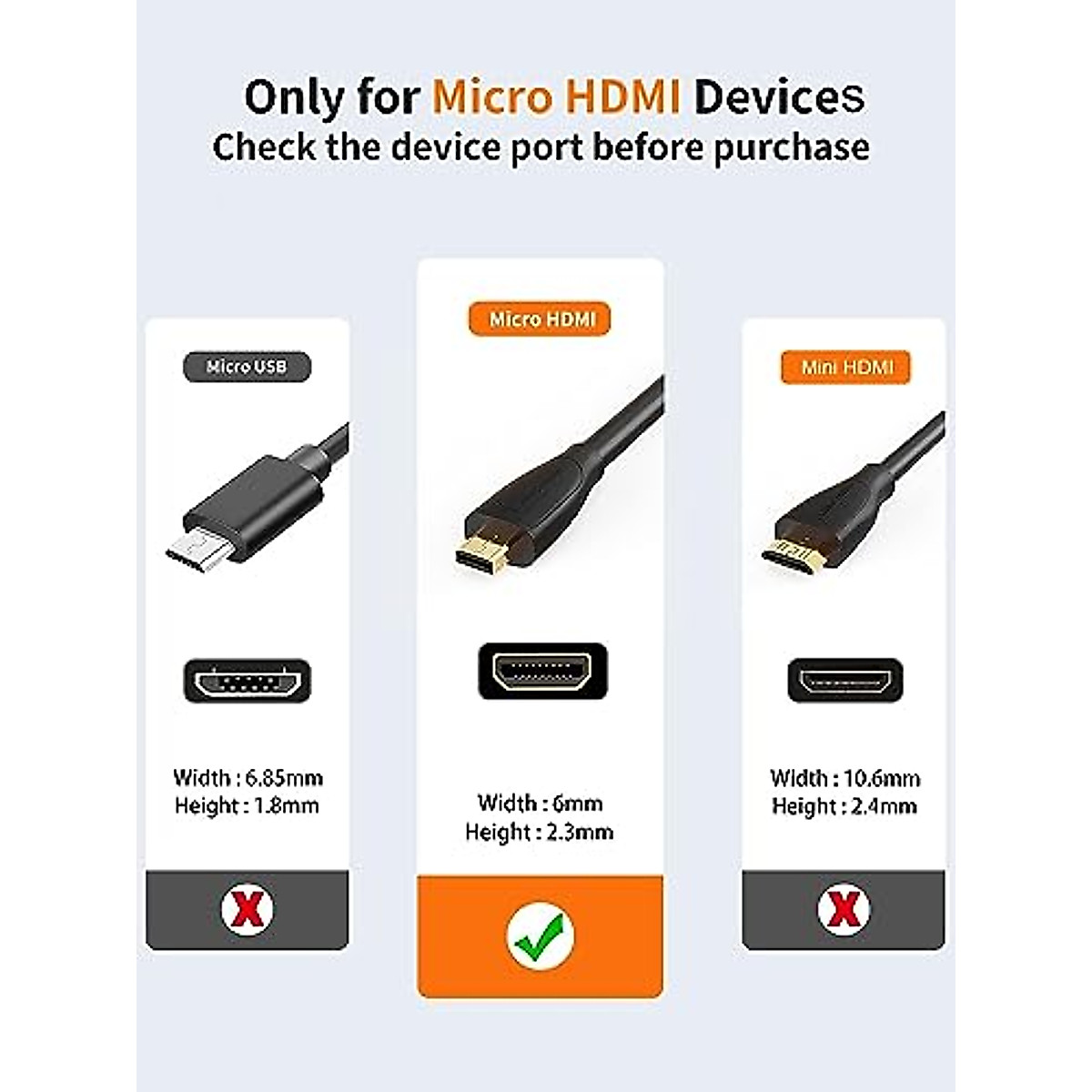 CableCreation 4K Micro HDMI to HDMI Cable Adapter, 4K 60Hz Ethernet 3D Audio Return, Compatible with GoPro Hero 7/6/5, Raspberry Pi 4, A6000, A6300, Nikon Camera, Yoga 3 Pro, Yoga 710, 3ft