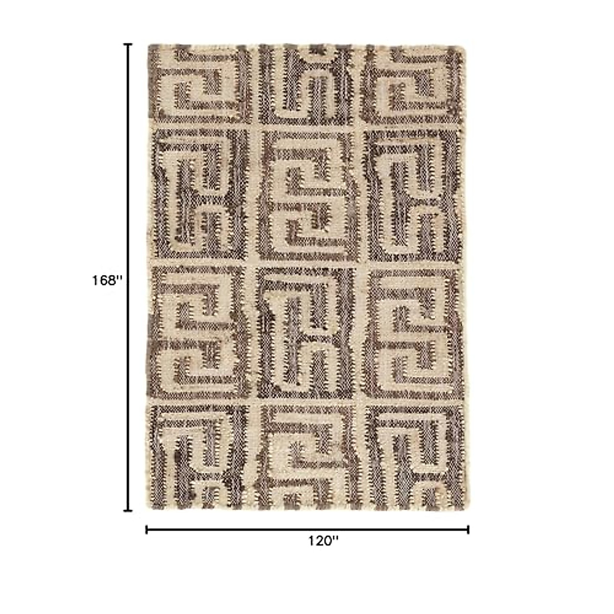 Dash and Albert Auricula Handwoven Jute Rug, 10 X 14 Feet, Black/Neutral Geometric Pattern