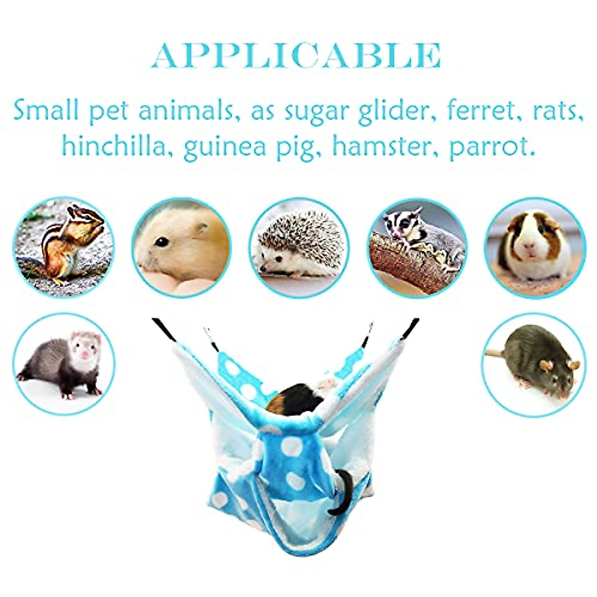 LEFTSTARER Rat Ferret Sugar Glider Cage Hammock Bedding Small Pet Cage Accessories Toy Triple-Layer Hammock Bedding for Hamster Guinea Pig Sugar Glider Rat Ferret Chinchilla Playing Sleeping(Grey)