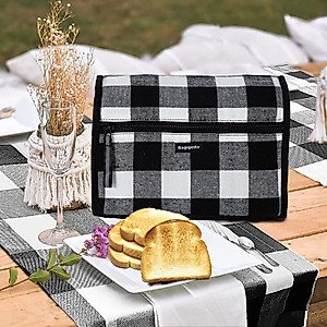 BAGSPRITE Toaster Cover 2 Slice Wide Slot, Toaster Oven Cover Compatible with Cuisinart, Small Bread Cover, 2 Slice Toaster Covers with Zipper Pockets Buffalo Check (Cover Only)