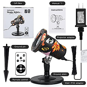 Halloween Projector Lights Outdoor Waterproof,Halloween Laser Lights with Remote Control,Halloween Decorations LED Lights with 8 Patterns for Patio, Garden, Wall,Gate,Halloween Decorations, Party.