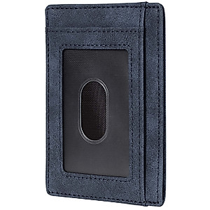 Travelambo Slim Wallet Front Pocket Minimalist Leather RFID Blocking Medium Size