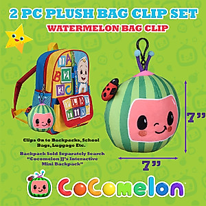 Cocomelon JJ & Watermelon Plush Bag Clip Set - Perfect Toys for Preschoolers and Toddlers