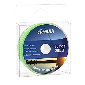 Aventik Pure Clear Fluorocarbon Fishing line Fishing Tippet Leader Line Sinking Fast Ultra-Low Visibility High Abrasion Resistance for Saltwater Freshwater Clear 6/8/10/15/20/25LB(20LB(9.1KG)-30Yards)