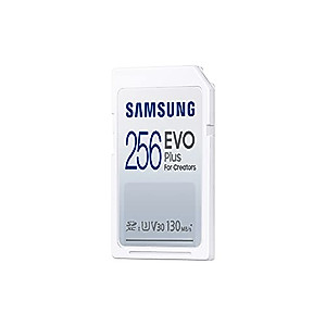 SAMSUNG EVO Plus Full Size 256GB SDXC Card 130MB/s Full HD & 4K UHD, UHS-I, U3, V30 (MB-SC256K/AM)
