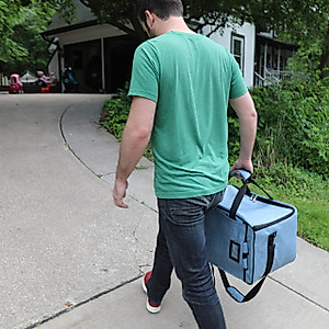 Board Game Bag - Allplay/BoardGameTables.com - [Backpack/Shoulder Strap/Luggage Slip] - Padded Board Game Carrier (Sky Blue)
