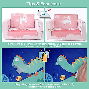 ACRABROS Kids Couch: Toddler Sofa Bed Fold Out for Gilrs Boys Baby Flip Out Convertible Lounge Chair Unicorn