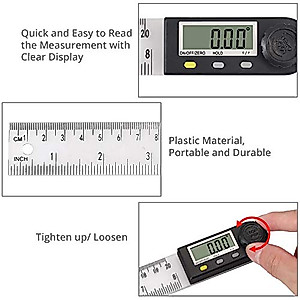 COLFULINE Digital Level Protractor 8 Inch, Angle Finder 360° Measuring Range,Plastic Angle Finder Ruler LCD Display for Woodworking, Construction, Repairing