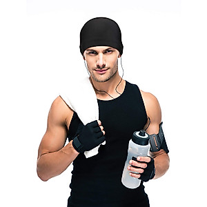 Geyoga 6 Pieces Skull Cap Sweat Wicking Cap Running Hats Helmet Liner for Men and Women Fitting Running Jogging Exercise(White, Grey, Orange, Sapphire Blue, Dark Blue, Black)