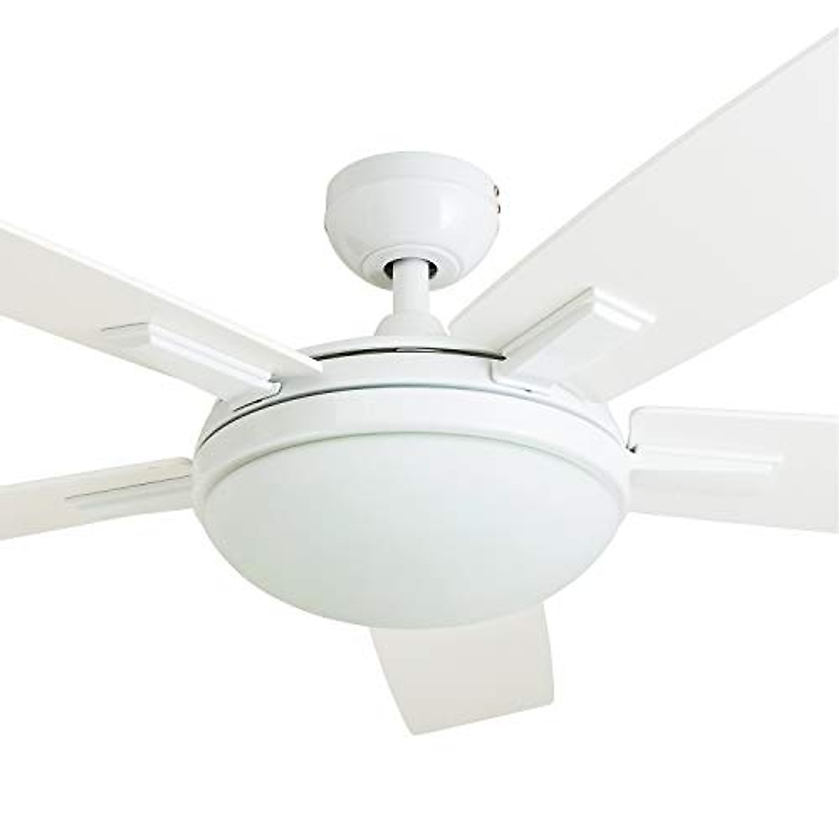 Prominence Home Emporia, 52 Inch Contemporary Indoor LED Ceiling Fan with Light, Remote Control, Dual Mounting Options, Dual Finish Blades, Reversible Motor - 51021-01 (Bright White)