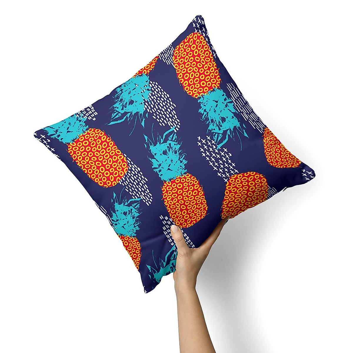 iiRov Summer Design Ink-Fuzed Decorative Throw Pillow - Retro Summer Pineapple v4
