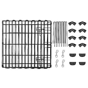 Amazon Basics - Octagonal Foldable Metal Exercise Pet Play Pen for Dogs, Fence Pen, Single Door, Extra Small, 60 x 60 x 24 Inches, Black