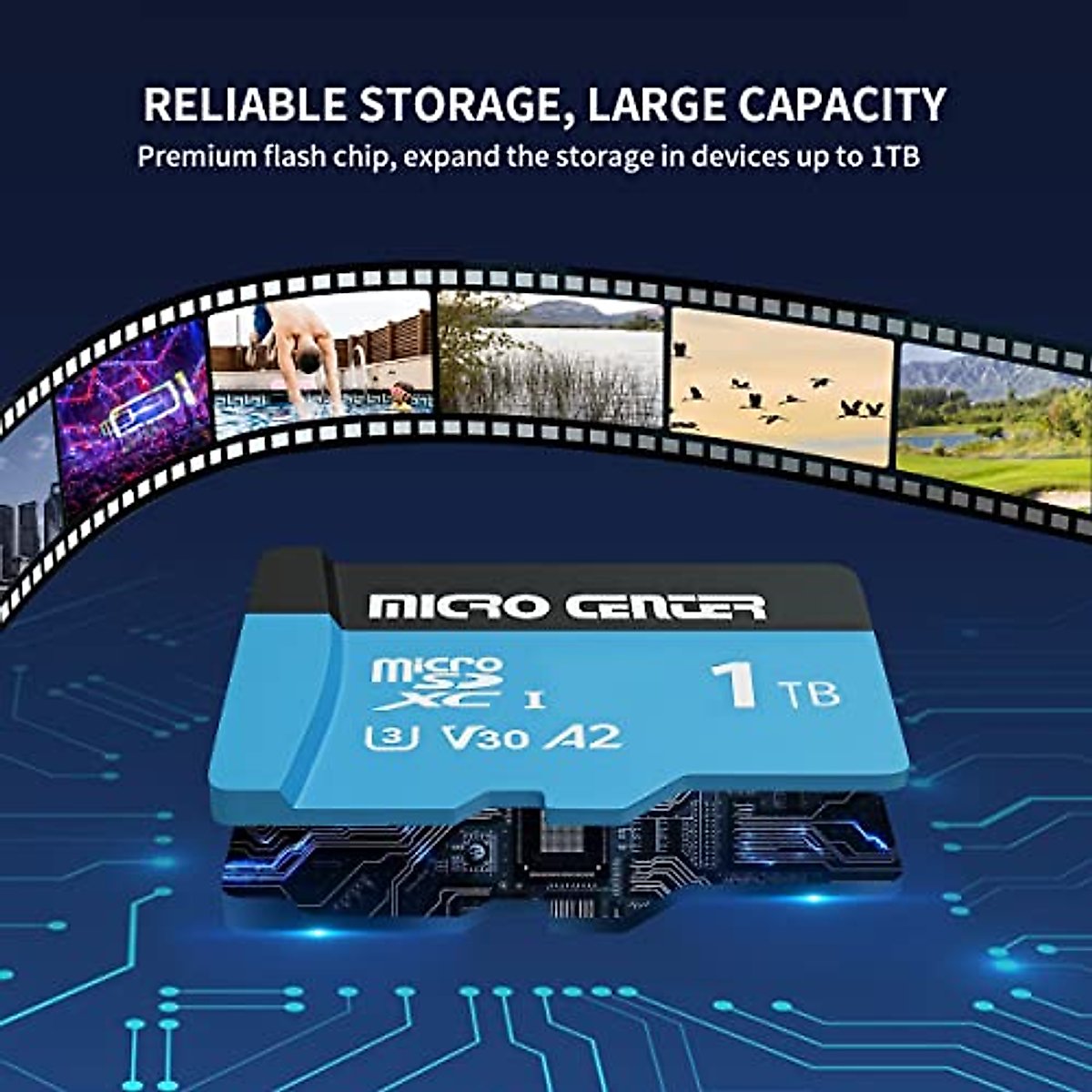 INLAND Micro Center Performance 1TB microSDXC Card, A2 Micro SD Card, UHS-I C10 U3 V30 A2 4K UHD Video Flash Memory Card with Adapter for Smartphones, Tablets, Drones and Action Cameras (1TB)