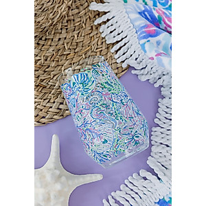 Lilly Pulitzer Stemless Wine Glass Set of 2, Large Acrylic Wine Glasses, 22 Ounce Plastic Cocktail Cups for Indoor/Outdoor, Soleil It On Me