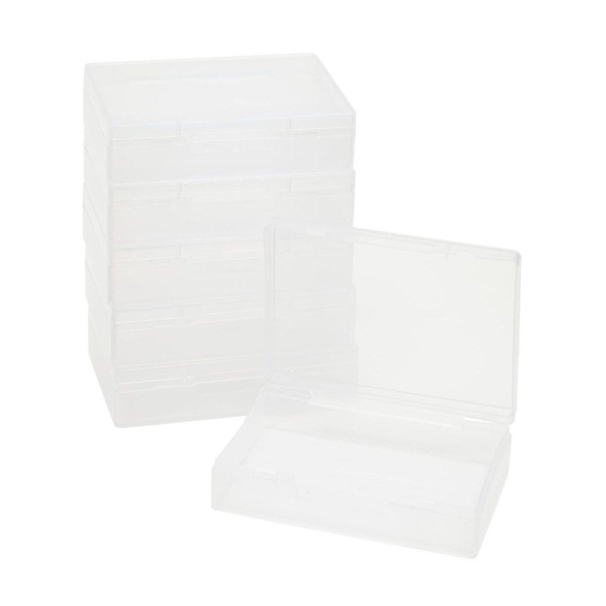 Okuna Outpost 6 Pack Small Clear Plastic Storage Boxes with Lids for School Crafts, TGC Trading Cards Game Travel Cases, 3.7 x 2.5 in
