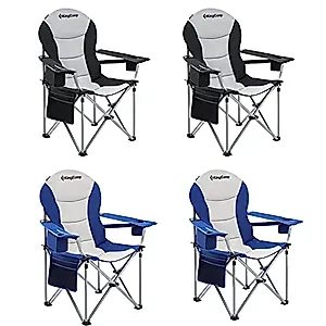 KingCamp 4PCS Adjustable Lumbar Support Camping Chairs with Cooler, Folding Camping Chair for Adults with Adjustable Armrest