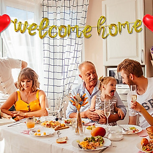 Stcomart Welcome Home Balloon Banner for Homecoming Party Decorations, Gold