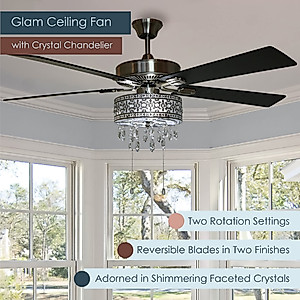 RIVER OF GOODS LED Ceiling Fan with Crystal Chandelier - 52" L x 52" W - Glam Ceiling Fan with Lights