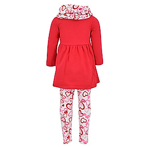 Unique Baby Girls Valentines Day Red & Pink Hearts Toddler Legging Set Outfit (10 Years, Red)