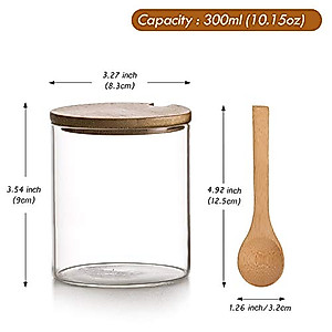 Vermida Condiment Container Seasoning Box Set,Spice Jars Glass Seasoning Food Storage Containers with Bamboo Lid and Bamboo Spoon for Home and Kitchen,Salt Sugar Spice Pepper Jar,Set of 1 (1 pcs)