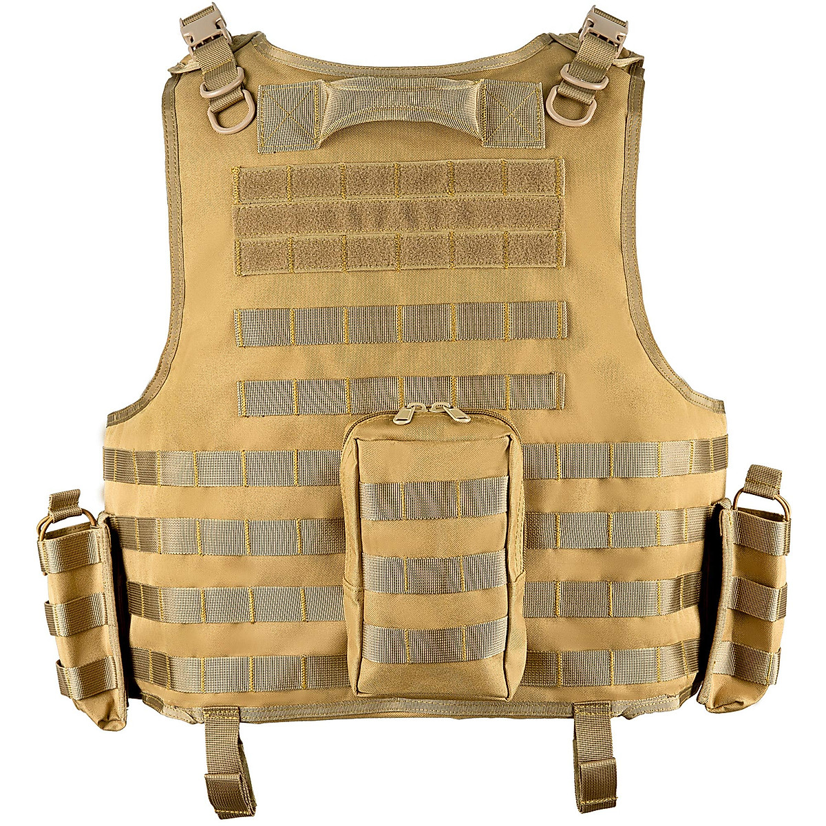 MGFLASHFORCE Tactical Airsoft Vest Adjustable Modular Paintball Vest (Tan)