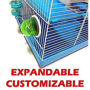 3-Floors Syrian Hamster Home House Rodent Gerbil Mouse Mice Rat Habitat Cage (24" L x 12.5W x 16" H, Blue)