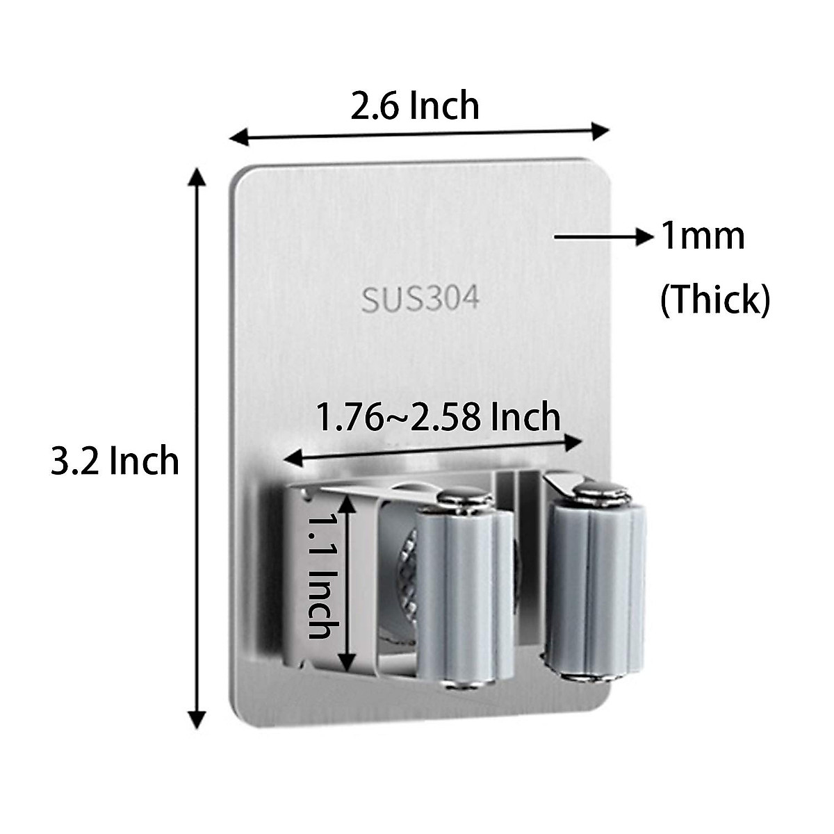 Yamto Broom Mop Stainless Wall Mount Holder Self Adhesive Tape, Brush Broom Gripper Holds, Storage Racks & Organization for Your Home, Kitchen Pan, Garage Bathroom Garden Tool Rack No Drilling 2 Pack