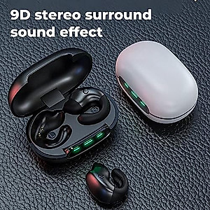 QAWDAWM Open Ear Bone Conduction Headphones Bluetooth 5.3 Wireless Bluetooth with Charging Case,IPX4 Waterproof Earphones Sport, Clip-on Earphones, for Running, Walking, Workout