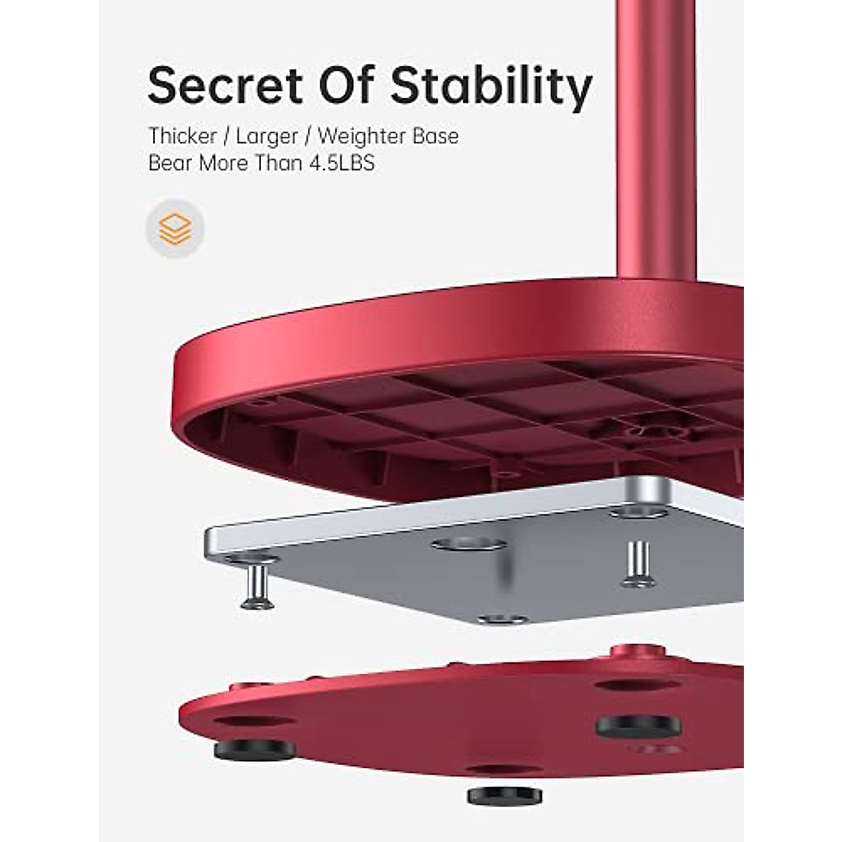 LISEN Cell Phone Stand,Angle Height Adjustable Stable Cell Phone Stand for Desk,Sturdy Aluminum Metal Phone Holder (Red)