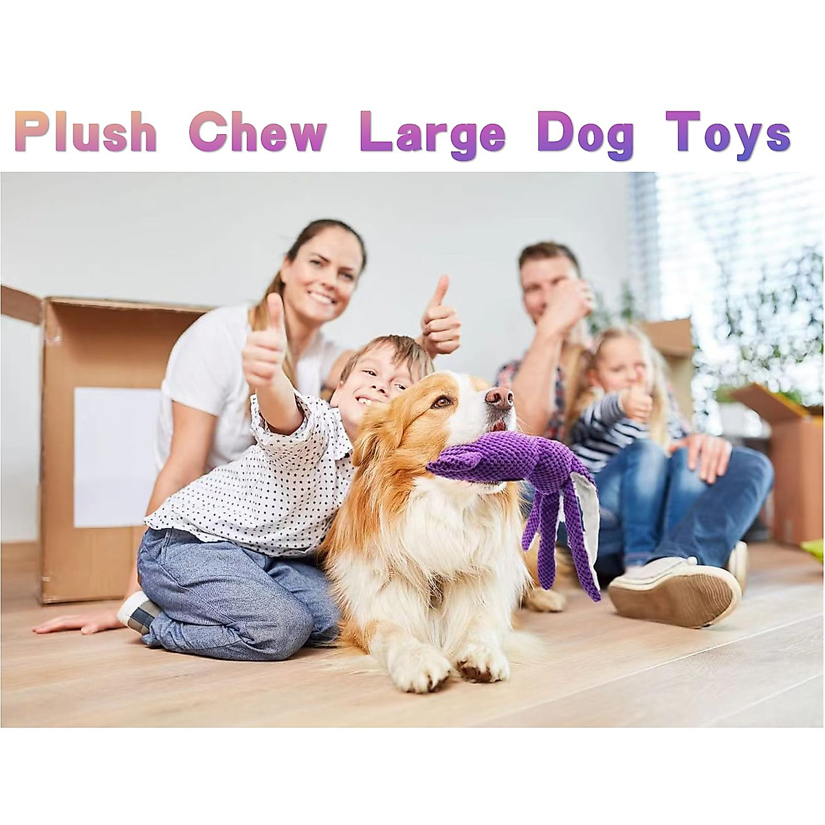 GOMUHE Dog Squeaky Toys, Plush Mallard Duck & Octopus Dog Toys Dogs, Plush Large Dog Toys, 16 Inch （2 Pack）