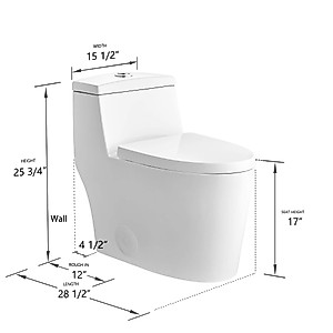DeerValley DV-1F52636 Prism Modern Comfortable Seat Height Dual Flush Elongated One-Piece Toilet with Soft Closing Seat, High-Efficiency Supply, Luxury White Contemporary Ceramic (White)