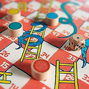 Ludo + Snakes & Ladders Wooden Board Game 2-Pack - Two Game Set in One Bundle - Children's Family Pachisi Learning Dice Games for Adults & Kids - Classic 12" x 12" Two-Sided Board for 2-4 Players