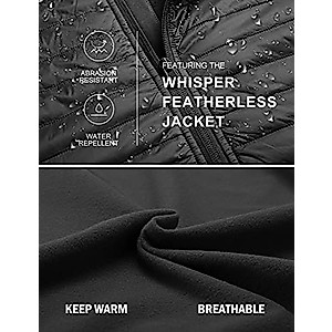 BALEAF Men's Running Jacket Lightweight Thumble Hole Warm Up Puffer Jacket Hybrid Thermal Coat Insulated Hiking Golf Black S