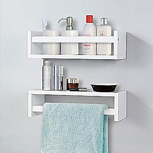 AHDECOR Nursery Room Bookshelf Wall Mount White Floating Shelves, Display Wall Shelf for Kids Room, Kitchen Spice Rack, Bathroom Decor, Book Shelves Organizer or Baby Nursery, Set of 2, 15 inch