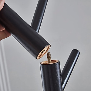 YEVONNIE Solid Rubber Wood Coat Rack, Free Standing Coat Rack, Tree-Shaped Coat Rack with 8 Hooks, 3 Height Options, for Clothes, Hats, Bags, for Living Room, Bedroom, Home Office