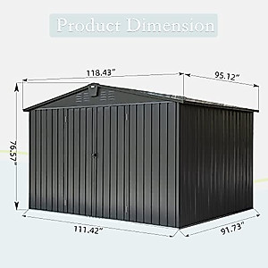 Domi Outdoor Storage Shed 10'x8', Metal Sheds Outdoor Storage with Lockable Doors & Air Vents for Patio Garden Lawn Backyard,Gray