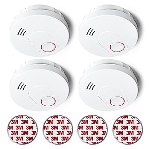 SITERLINK Smoke Detectors 10-Year Battery Operated, Photoelectric Sensor Smoke Alarm with Test-Silence Button, UL Listed Fire Alarms Smoke Detectors with LED Lights for Home, GS526A (4 Pack)