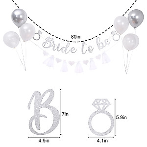 Silver Glitter Bride To Be Set,Bridal Shower Decorations,White Wedding Dress Heart Garland,Silver Balloon Decor,Bridal Wedding Party Hanging Garland,Bride To Be Wedding Love Banner Photo Props