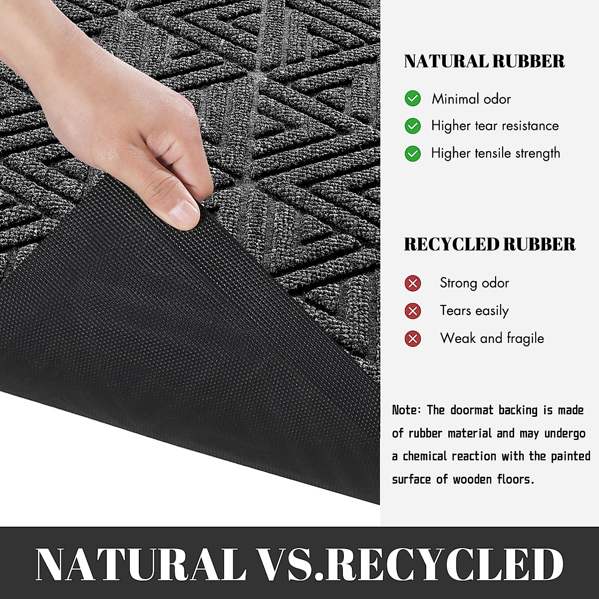 Yimobra Front Door Mat Outside Entrance 47 x 24, Waterproof and Washable Outdoor Mat, Non Slip Rubber Backing, Heavy Duty Welcome Matt for Home Entry Floor Porch Garage Office, Low Profile, Mix Grey