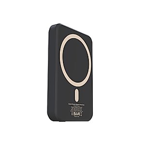 RapidX Boosta Magnetic Wireless Portable Charger, 5,000 mAh Power Bank, Battery Pack Compatible with iPhone 12/13/14/15 Plus/Pro/Pro Max/Mini (Black)