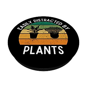 Retro Pots Easily Distracted By Plants | Botany Plant Lover PopSockets Swappable PopGrip