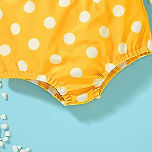 LUZOZEZO Toddler Baby Girls Summer Swimsuit Sleeveless Yellow Polka Dot Swimwear 2-Piece Bathing Suit Beach Bikini