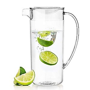 Youngever 2 Quarts Plastic Pitcher With Lid, Clear Plastic Pitcher Great for Iced Tea, Sangria, Lemonade