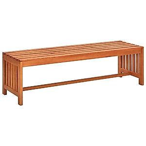 Tidyard Patio Bench, Eucalyptus Wood Park Bench, Wooden Outdoor Bench Chair for Garden Entryway Yard Porch Backyard 51.2 x 16.1 x 15.4 in