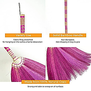 SN SKENNOVA - Asian Broom Grass Bamboo Stick Handle for Sweeping Cleaning Dirt Dust Garbage Size 40 inches