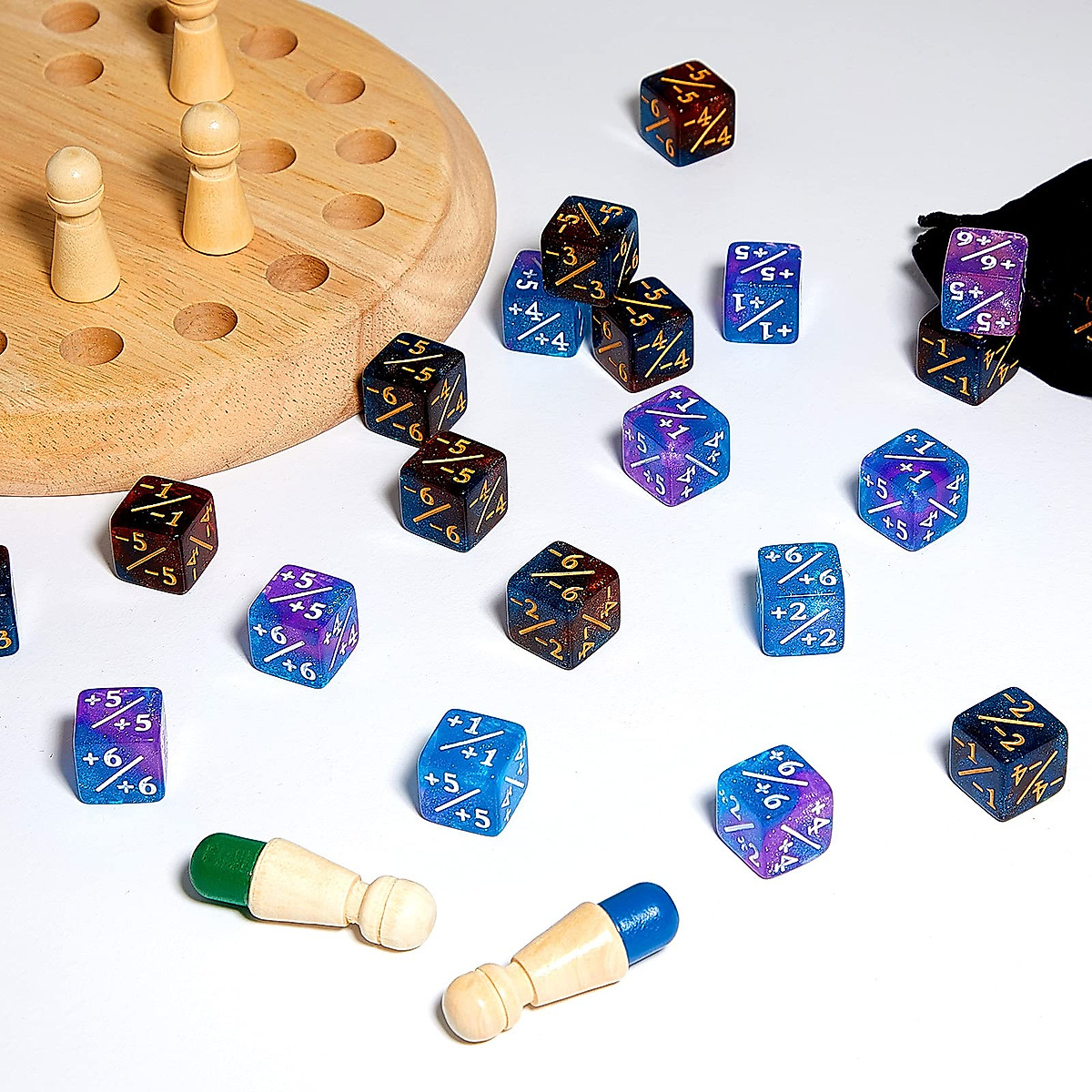 Sumind 24 Pieces MTG Dice Counters Token Dice Compatible with Magic The Gathering Dice Glitter D6 Dice Cube Loyalty Counter Dice Compatible with MTG, CCG, Card Gaming Accessory (Artsy Style)