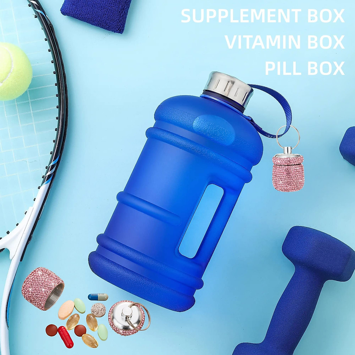 Pill Case for Purse Small Pill Container Keychain Bling Pill Holder with Keychain Travel Pill Organizer Medicine Bottle Organizer for Vitamin Supplement(Pink)