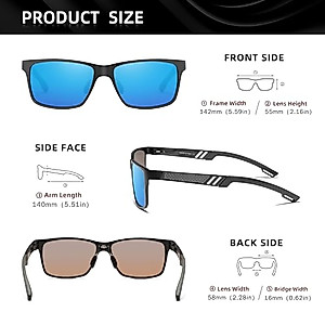 KINGSEVEN Men Polarized Sunglasses Aluminum Magnesium Sun Glasses Driving Glasses Rectangle Shades For Men Oculos masculino (Black Blue)
